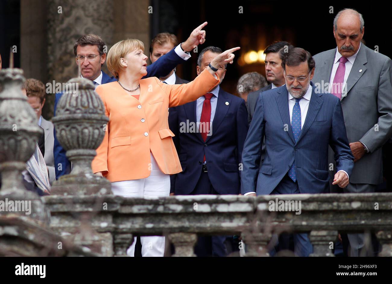 Santiago de Compostela-Spain. Angela Merkel, President of Germany, and ...