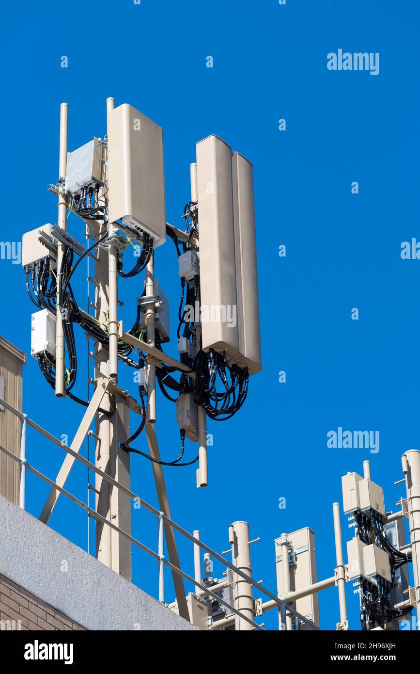 Mobile (cell) phone transmission towers above a building in Sydney New ...
