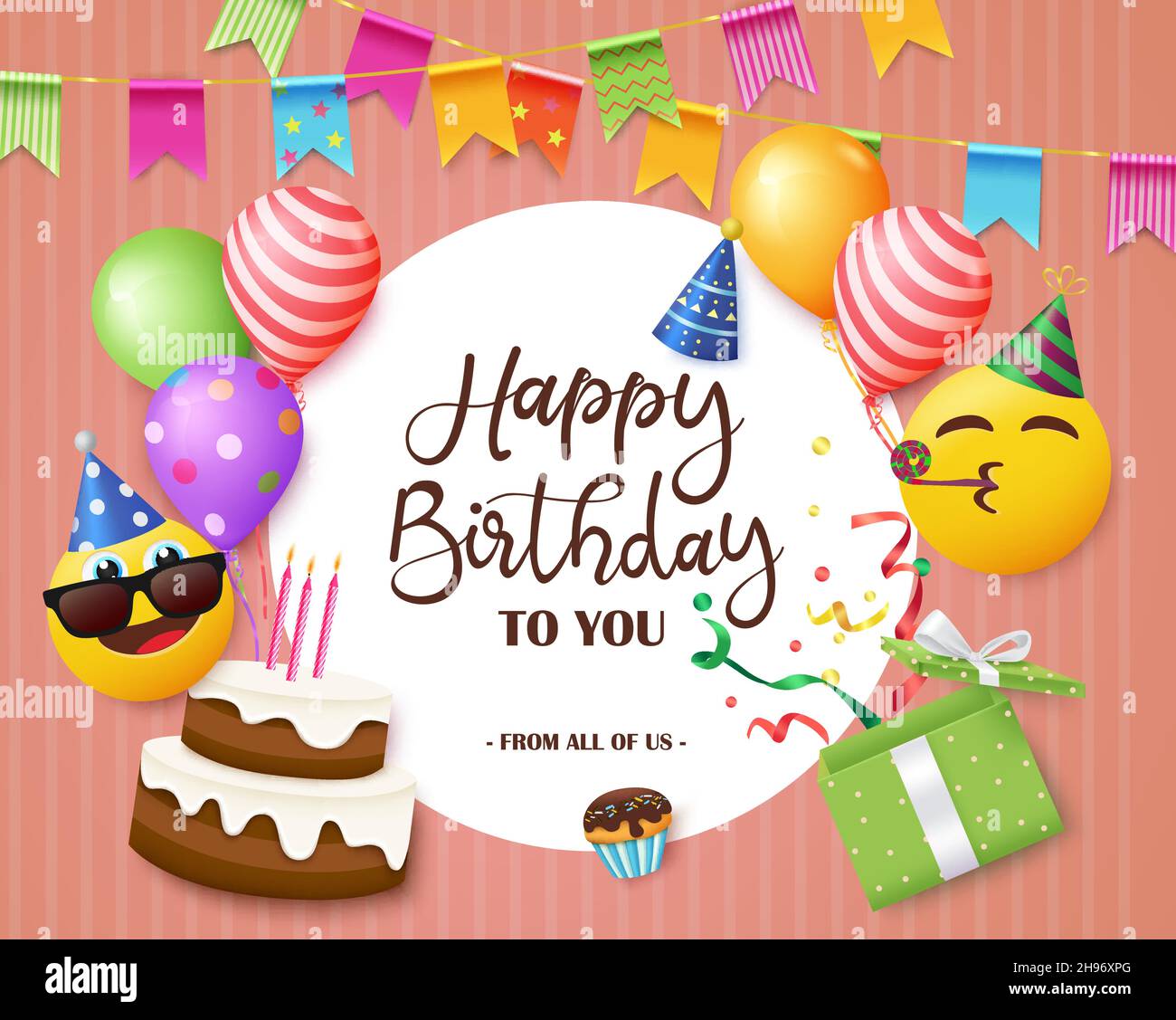 Birthday greeting vector template design. Happy birthday to you text ...