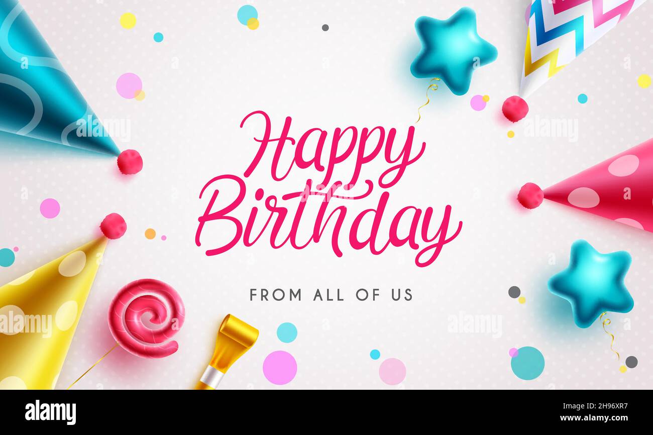 Birthday greeting vector background design. Happy birthday to you text ...