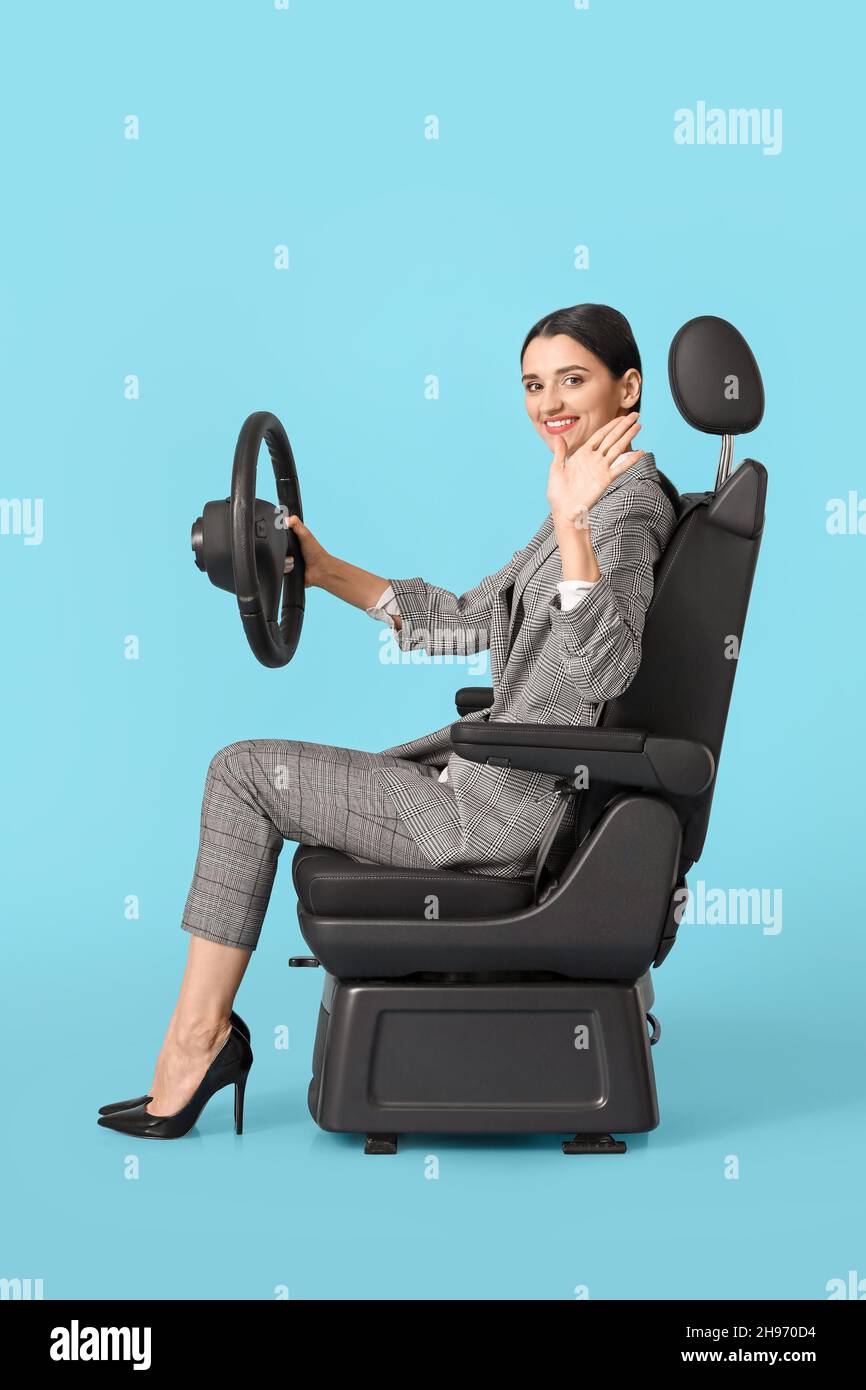 Female driver waving hand hi-res stock photography and images - Alamy