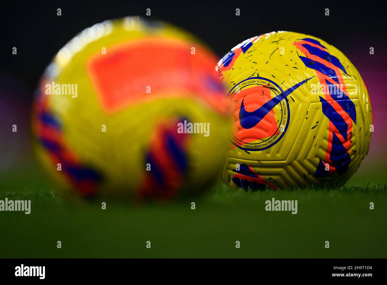 Turin, Italy. 02 December 2021. Official Serie A matchballs Nike Flight ...