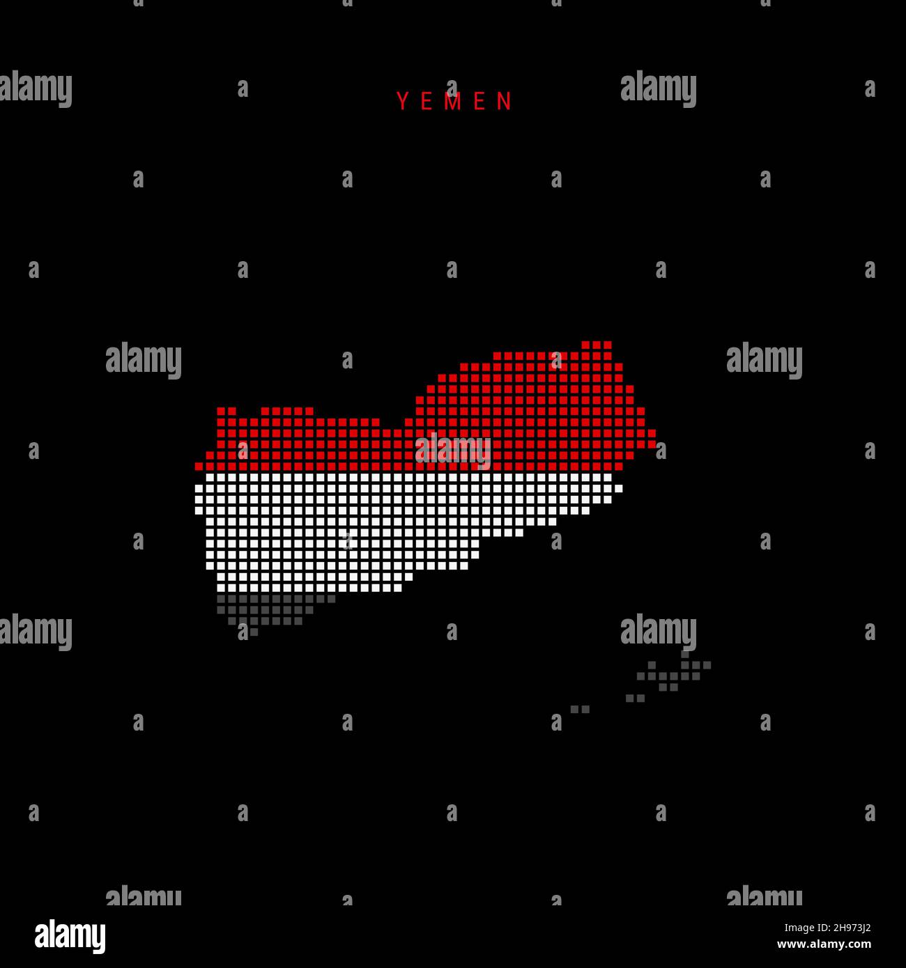 Square dots pattern map of Yemen. Yemeni dotted pixel map with national ...
