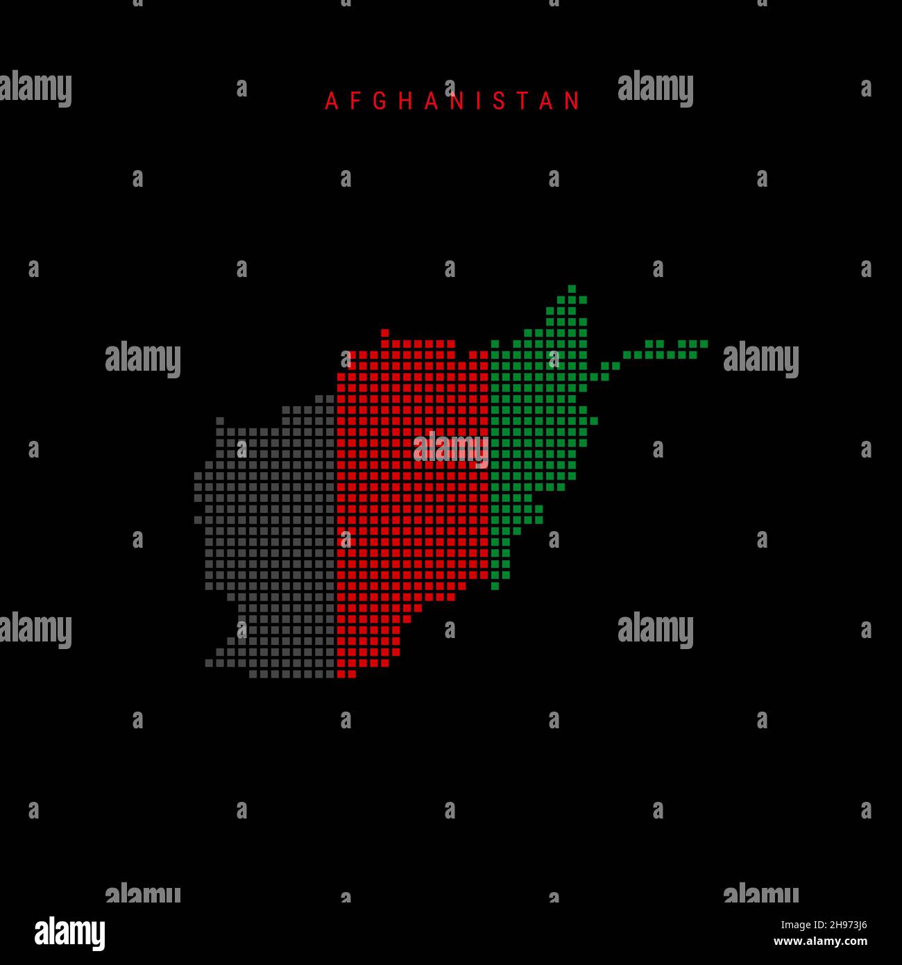 Square dots pattern map of Afghanistan. Afghan dotted pixel map with ...