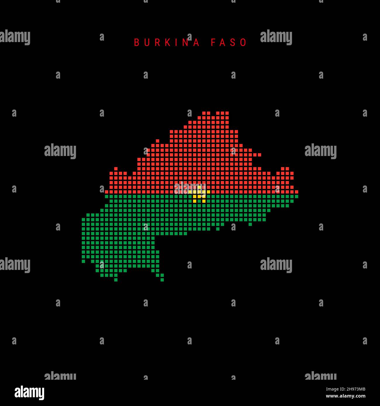 Square dots pattern map of Burkina Faso. Upper Volta dotted pixel map ...
