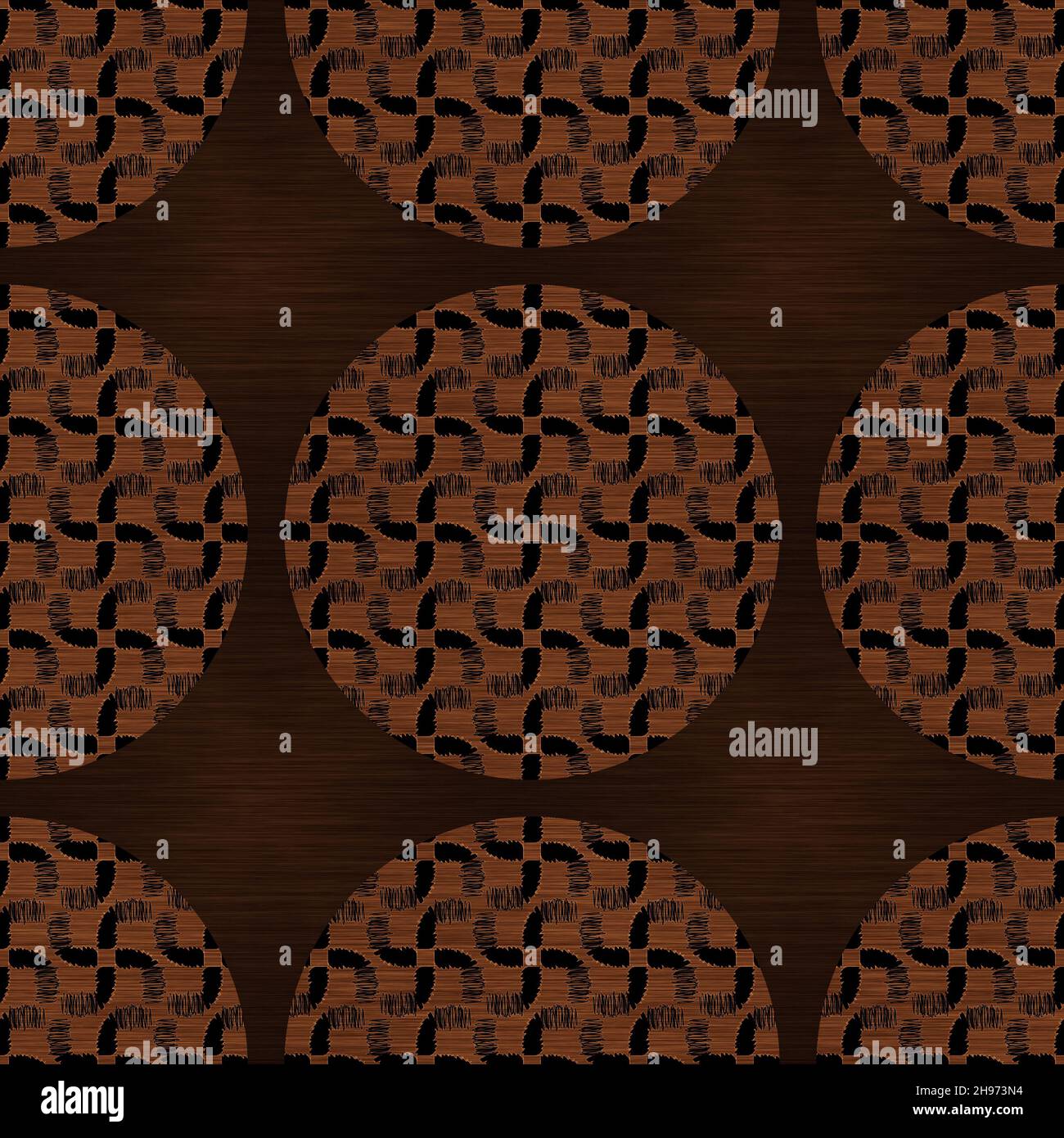 Brown wood effect decorative inlay texture. Seamless engraved oriental ...