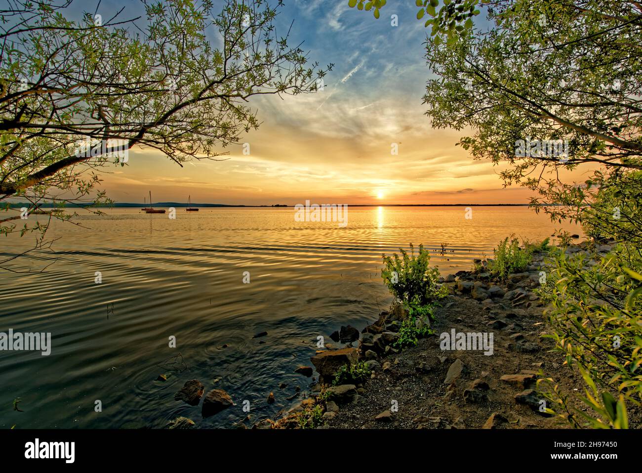 Sunset at Steinhuder Meer ,Hannover, Germany .Steinhuder Meer Nature ...