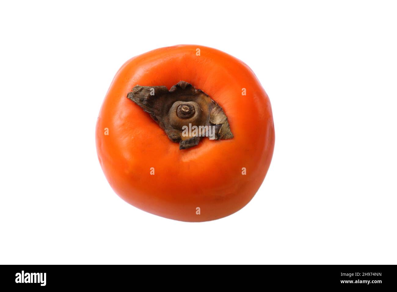 Ripe persimmon isolated on a white background. The polarity of the ...