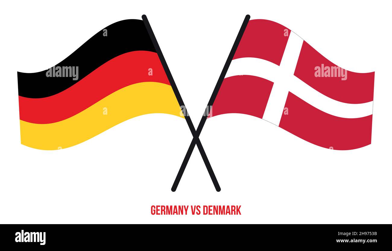 Germany and Denmark Flags Crossed And Waving Flat Style. Official ...