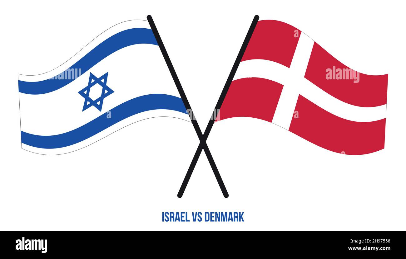 Israel and Denmark Flags Crossed And Waving Flat Style. Official ...