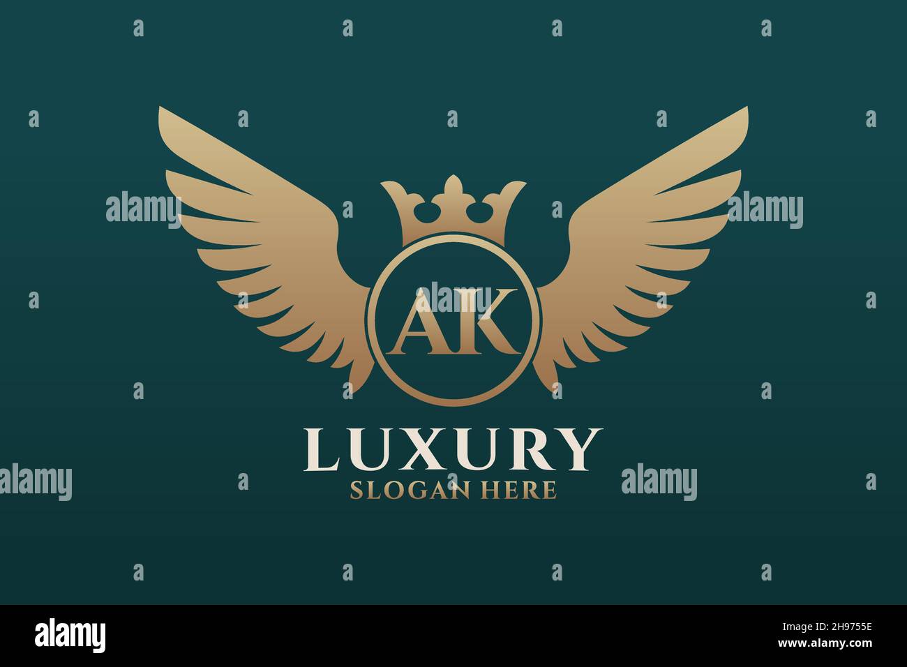 Luxury royal wing Letter AK crest Gold color Logo vector, Victory logo ...