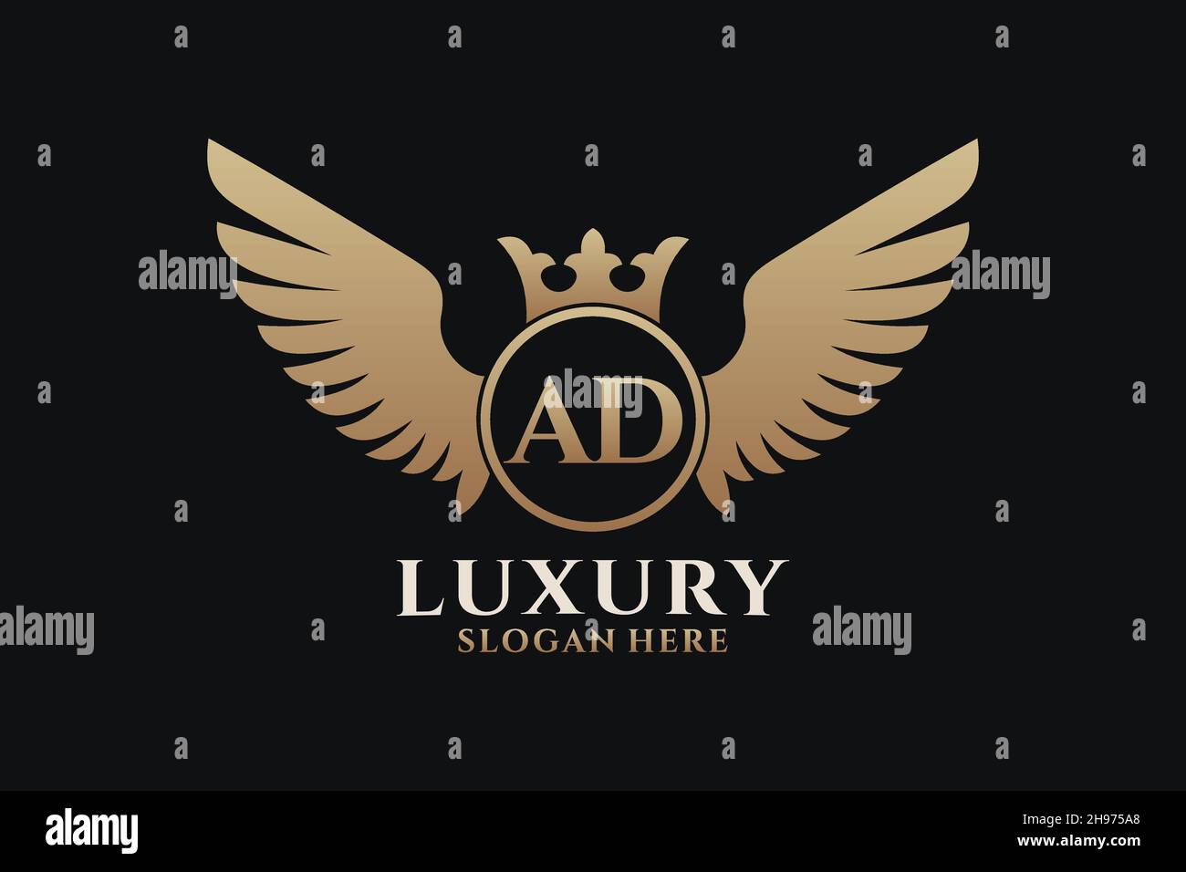 Luxury royal wing Letter AD crest Gold color Logo vector, Victory logo ...
