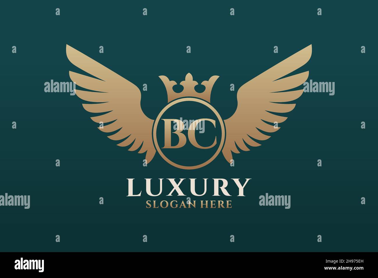 Luxury royal wing Letter BC crest Gold color Logo vector, Victory logo ...