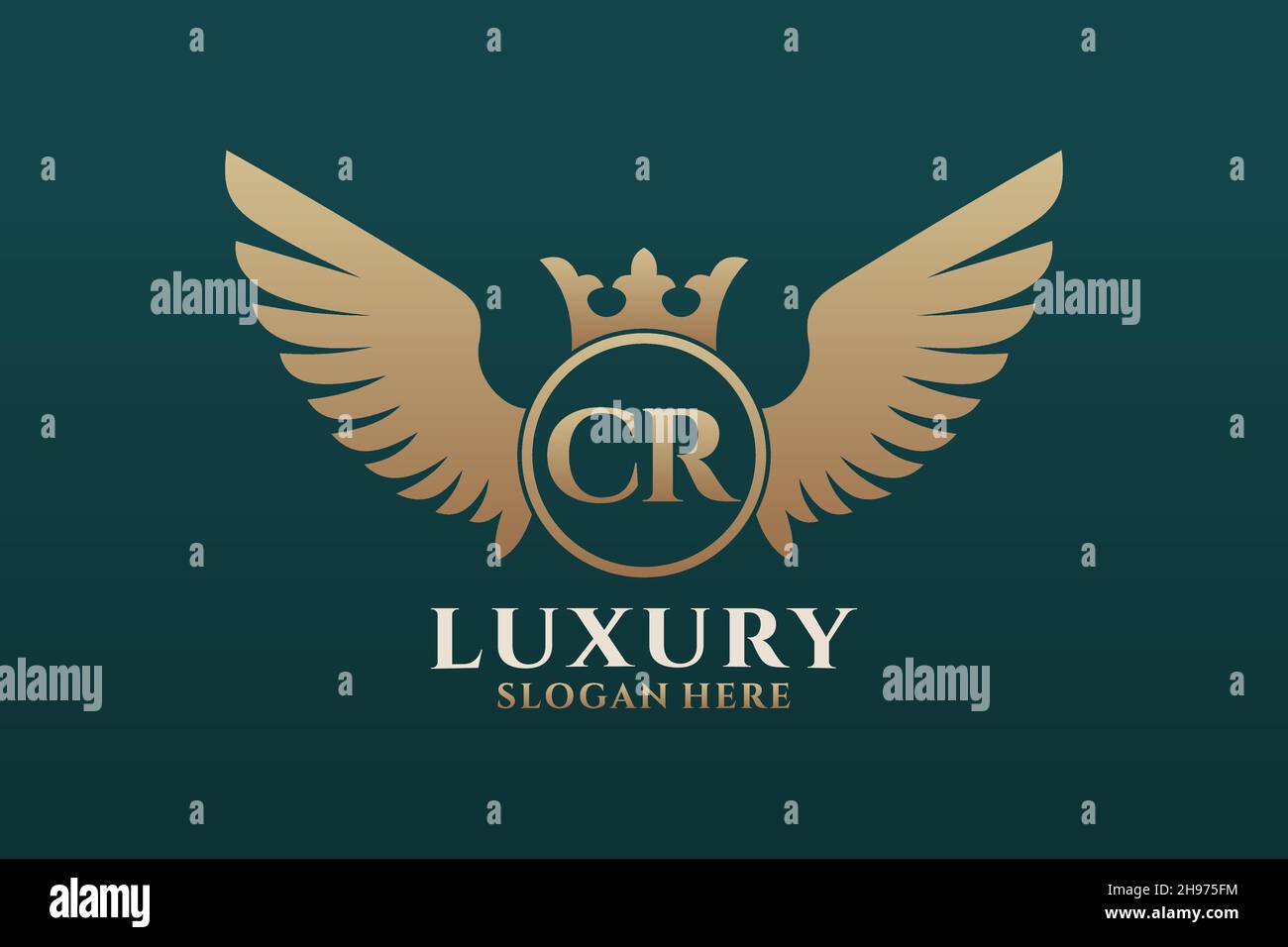 Luxury royal wing Letter CR crest Gold color Logo vector, Victory logo ...