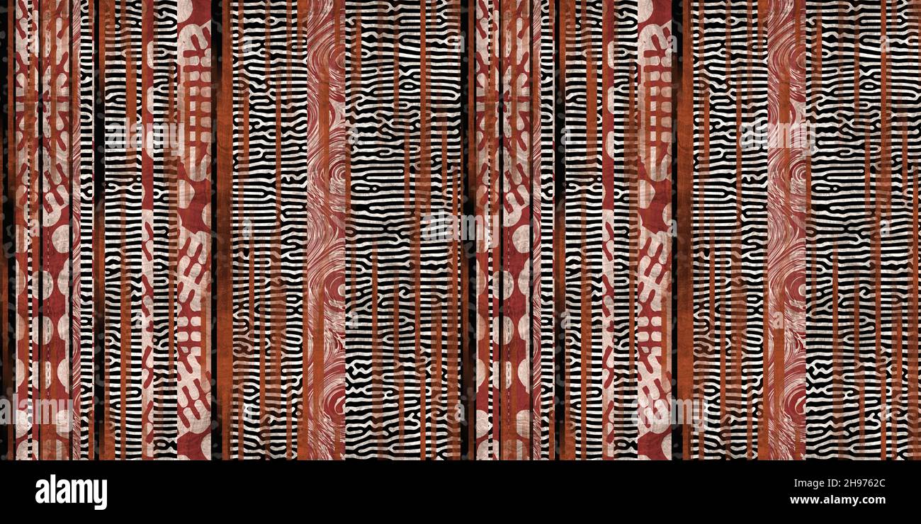 Seamless tribal ethnic stripe grungy border surface pattern design for ...