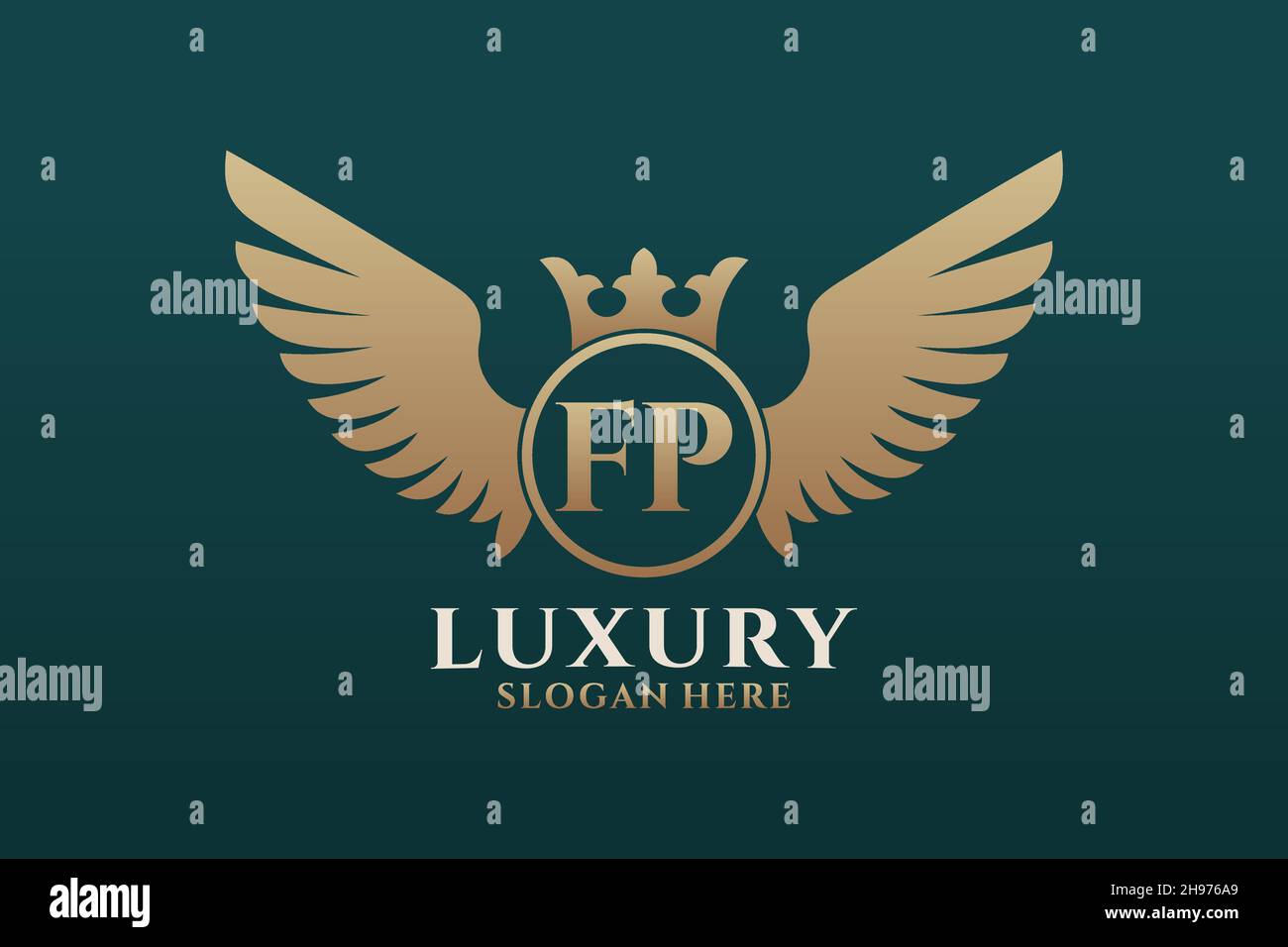 Luxury royal wing Letter FP crest Gold color Logo vector, Victory logo ...