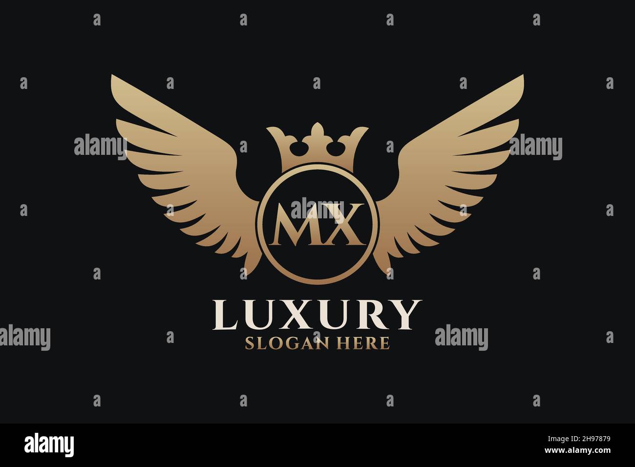 Luxury royal wing Letter MX crest Gold color Logo vector, Victory logo ...