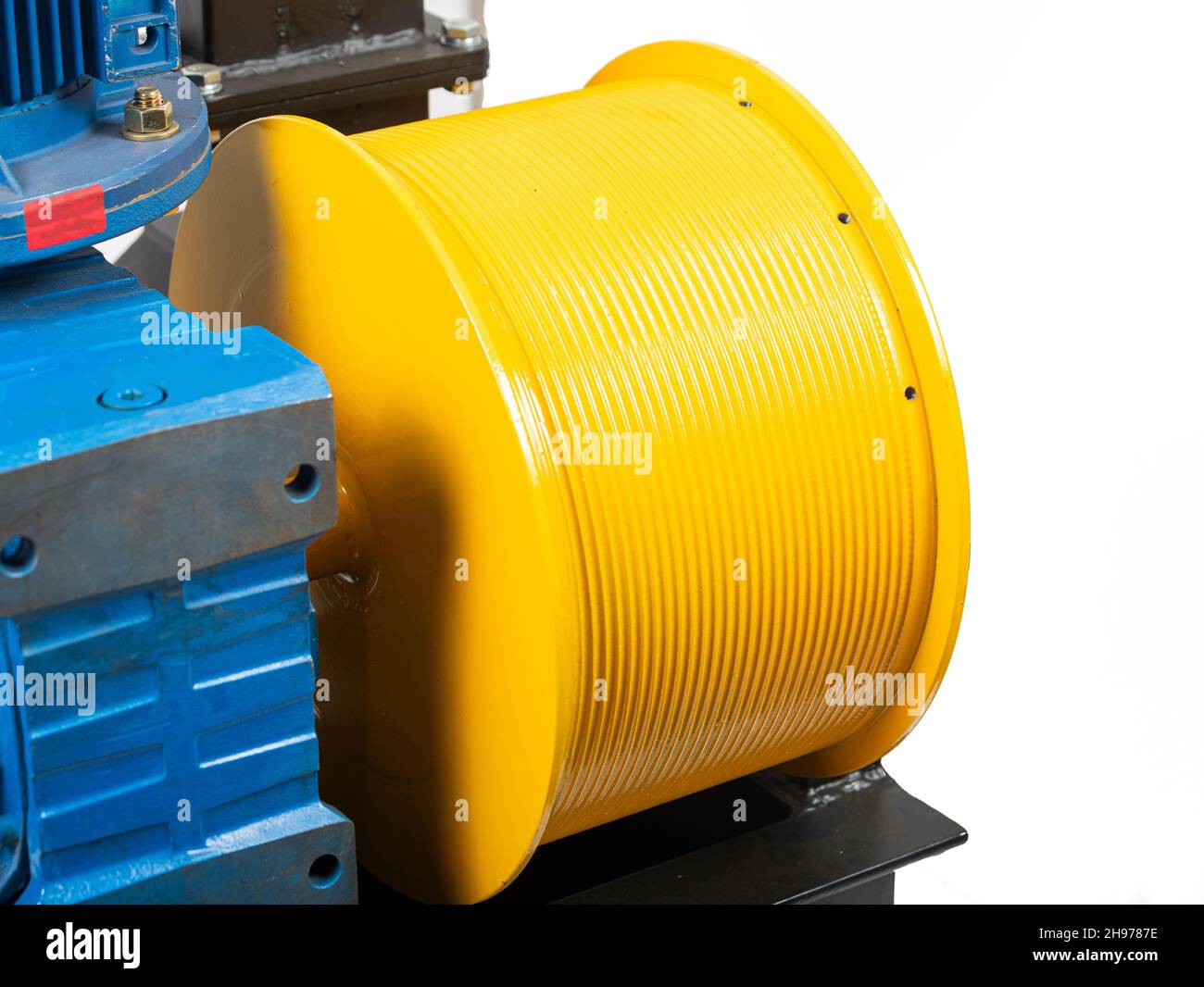 Close-up industrial winch on white isolated background Stock Photo - Alamy