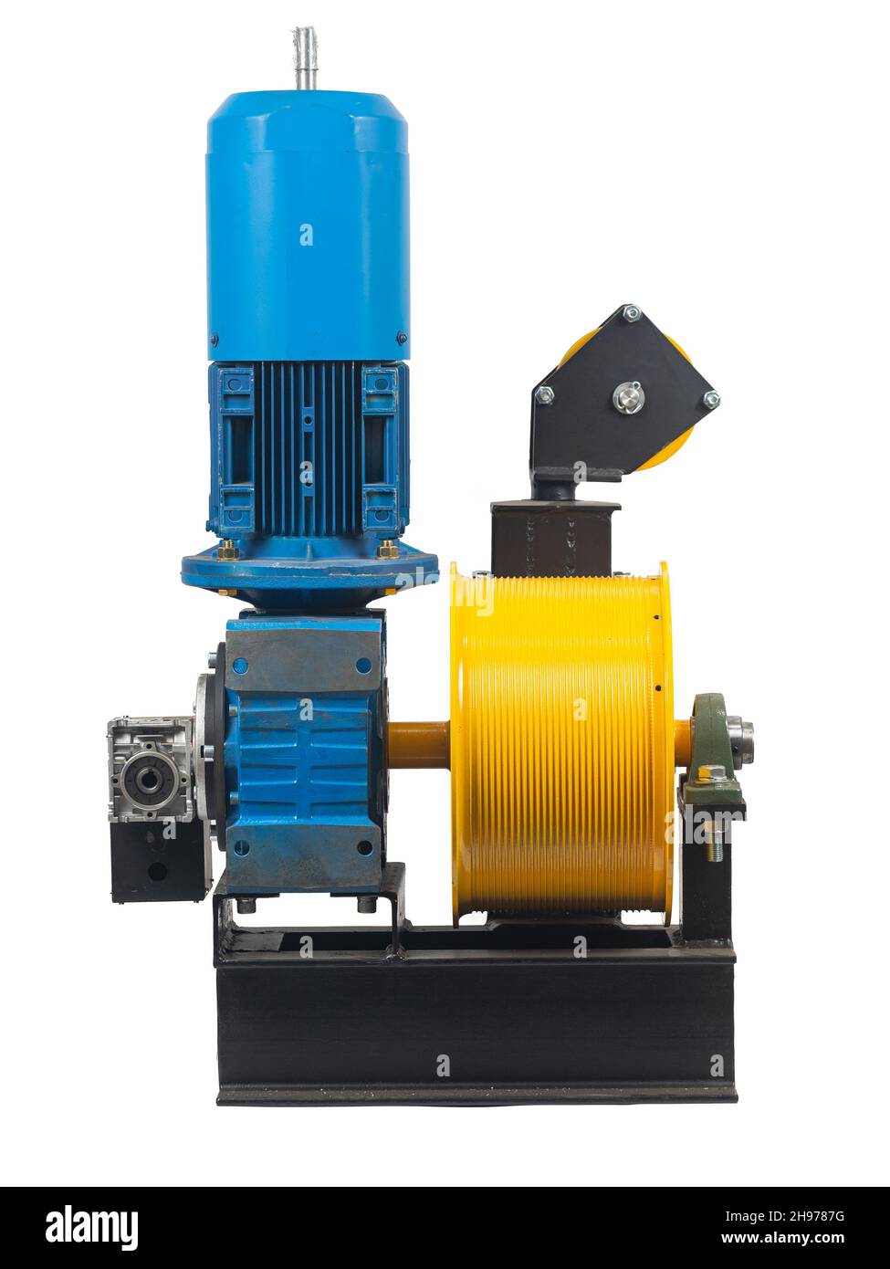 Close-up industrial winch on white isolated background Stock Photo - Alamy