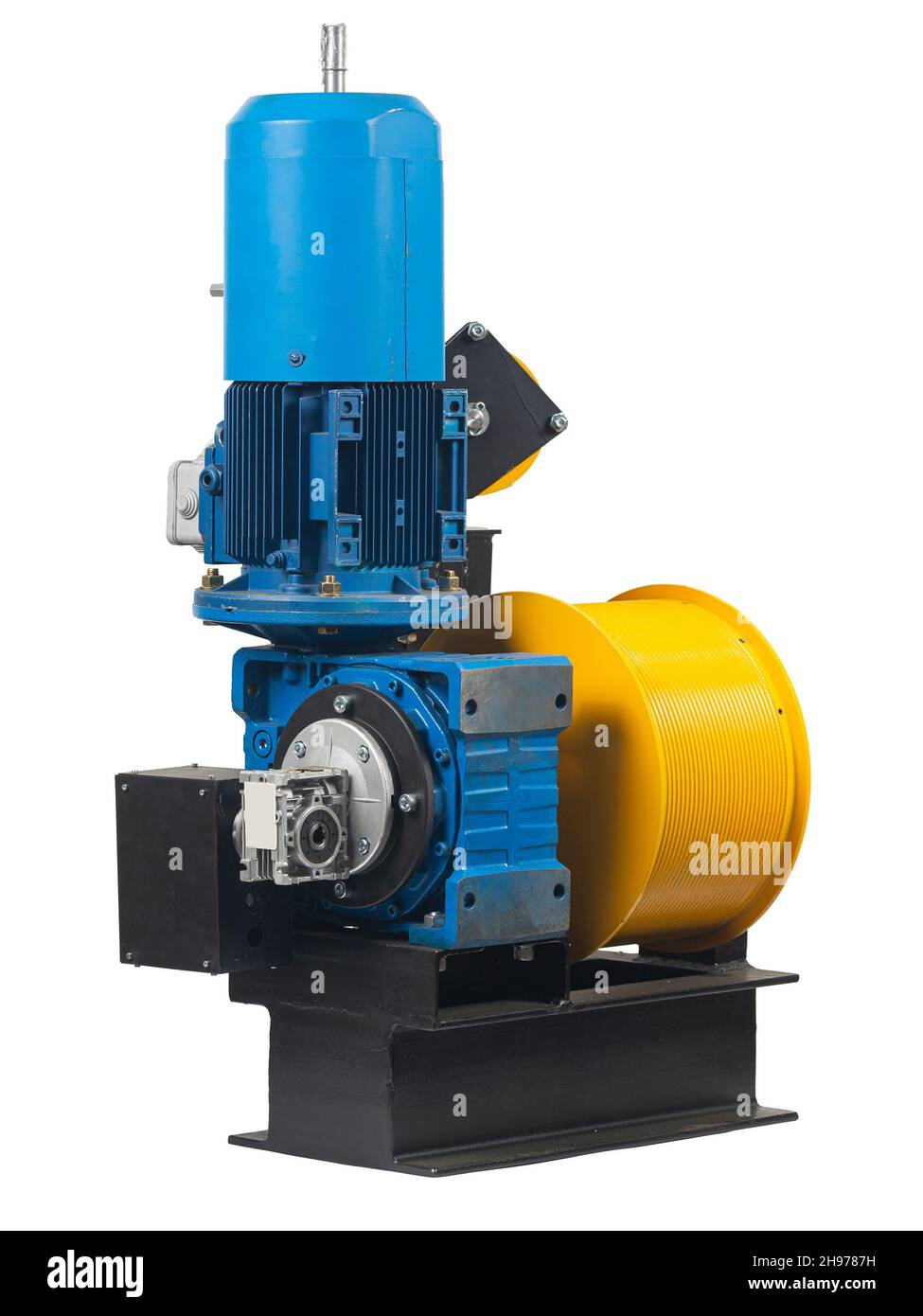 Close-up industrial winch on white isolated background Stock Photo - Alamy