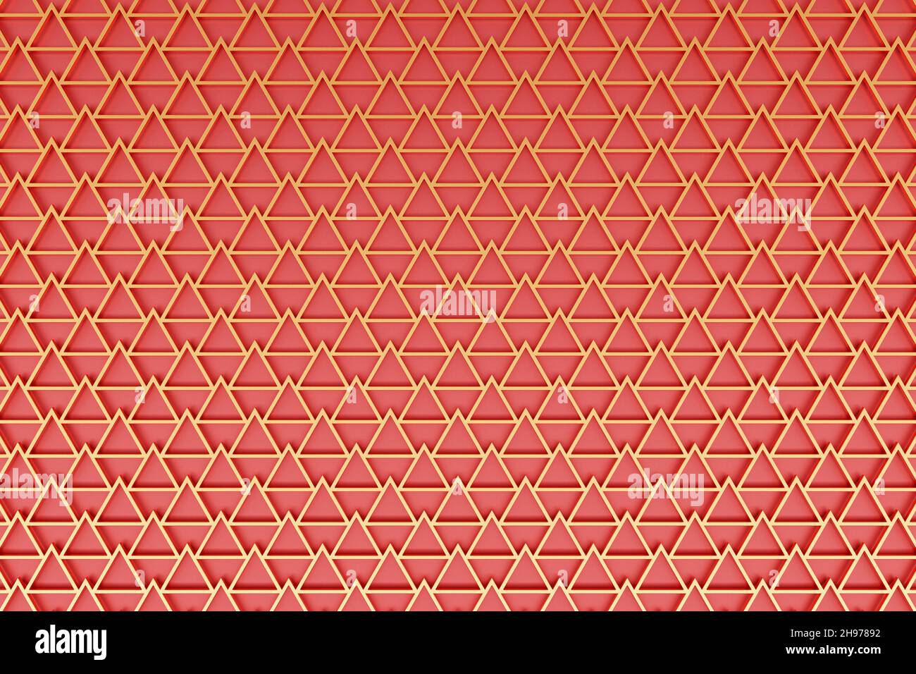 3d illustration of rows of gold polygones. Parallelogram pattern ...