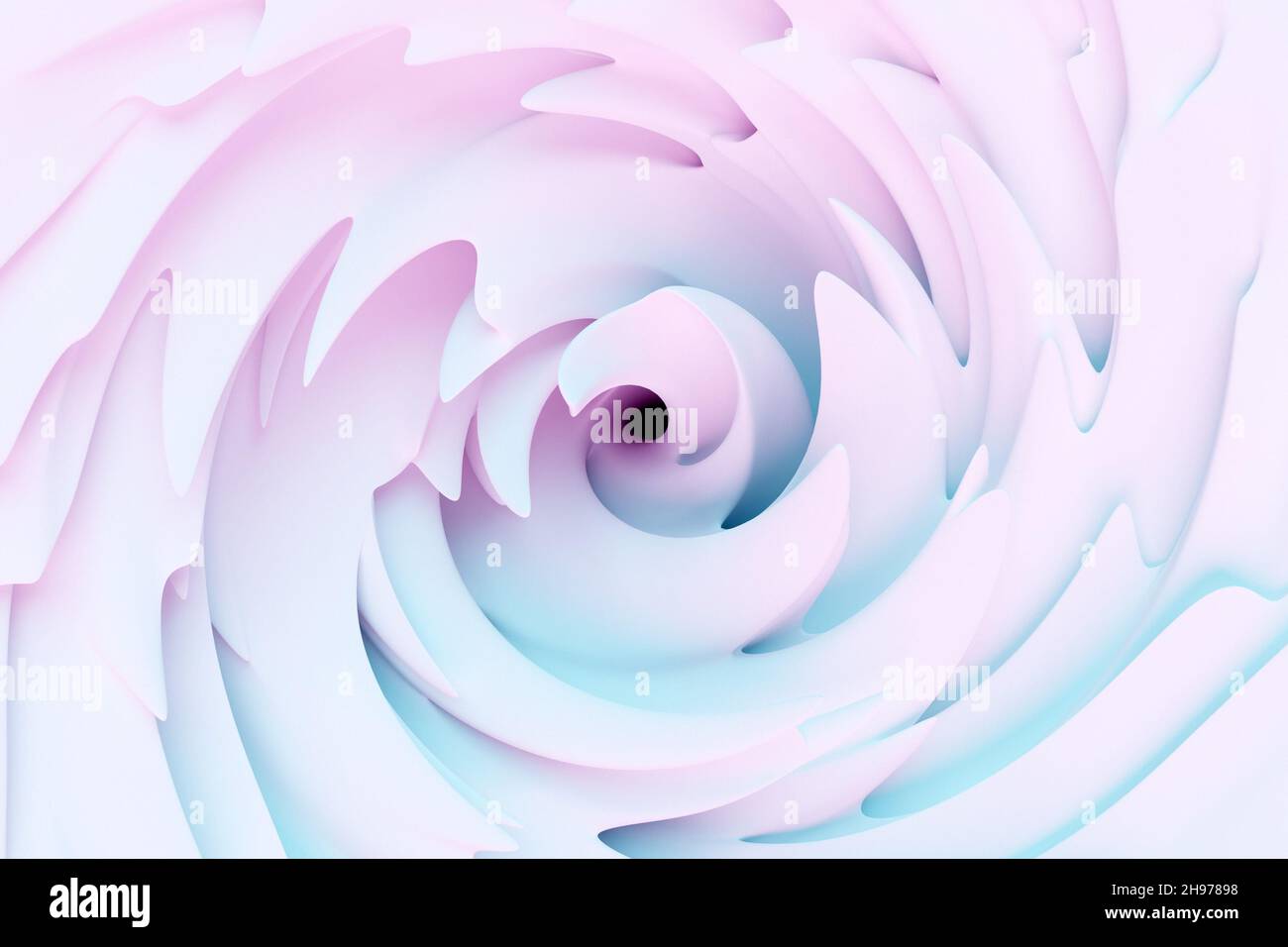 3D illustration of a hypnotic pattern. Abstract pink background with ...