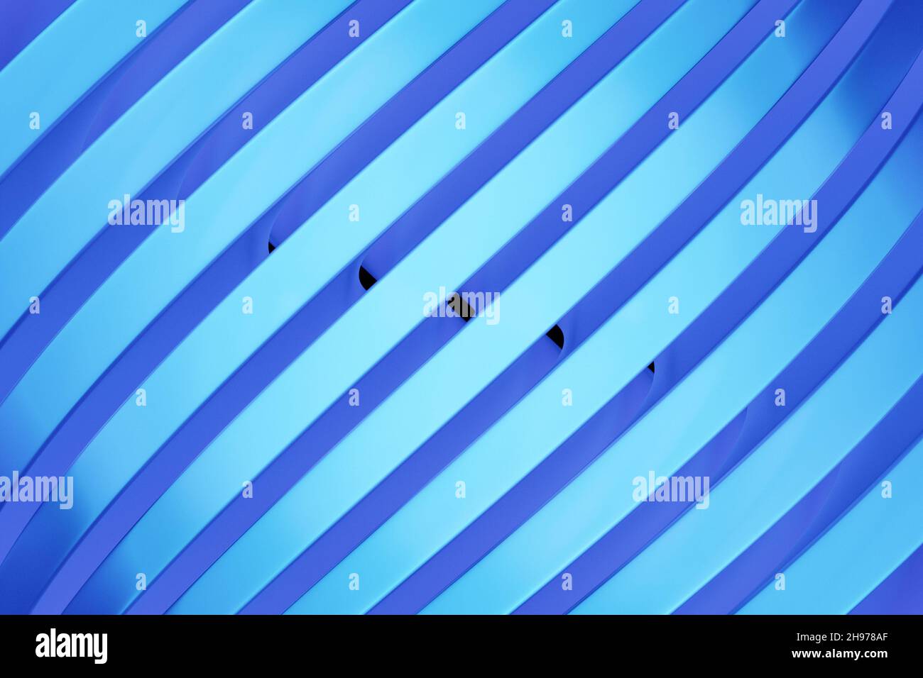 3d illustration of a stereo blue strip . Geometric stripes similar to ...