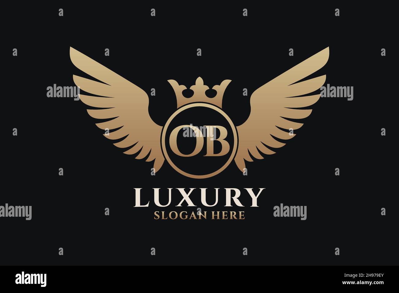 Luxury royal wing Letter OB crest Gold color Logo vector, Victory logo ...