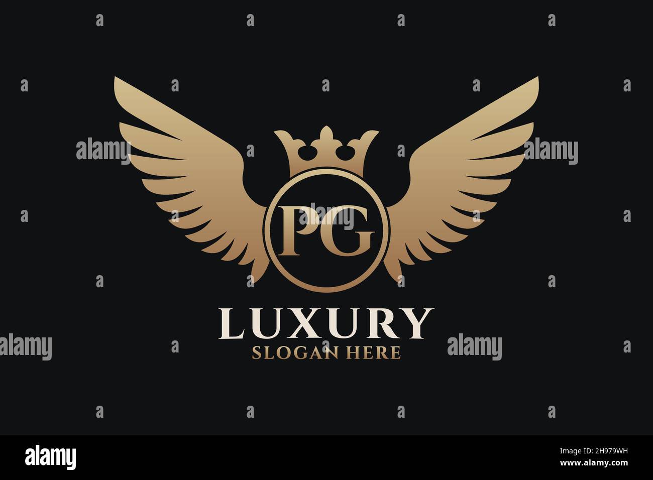Luxury royal wing Letter PG crest Gold color Logo vector, Victory logo ...