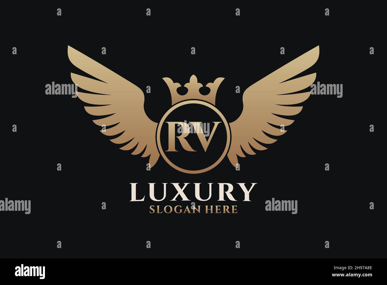 Luxury royal wing Letter RV crest Gold color Logo vector, Victory logo ...