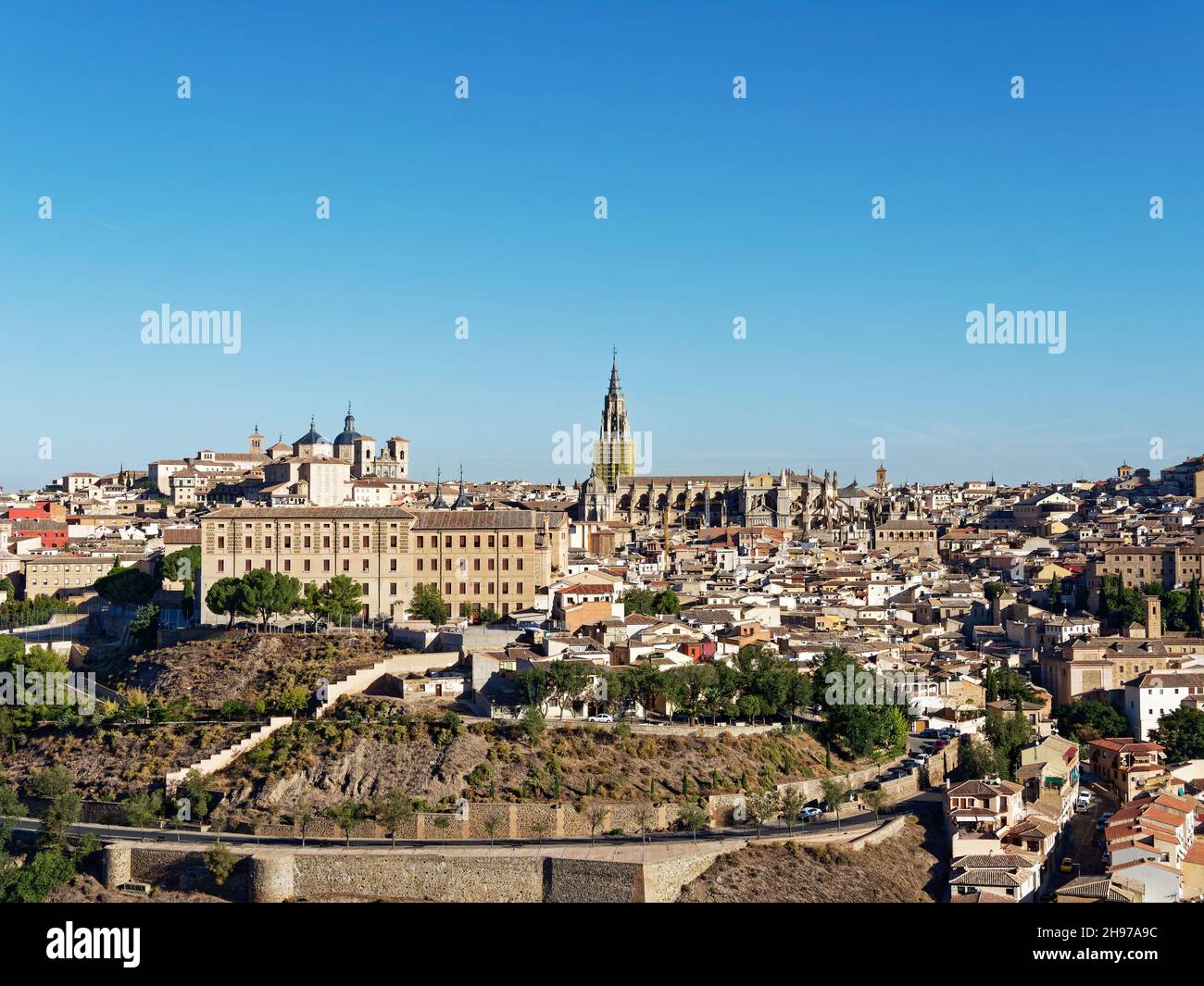 The scenery of Toledo city in Spain with the old and historic buildings ...