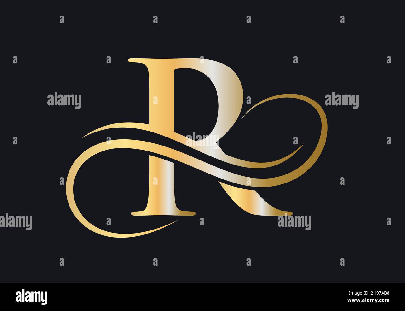 R Letter Initial Luxurious Logo Template. Premium R Logo Golden Concept ...