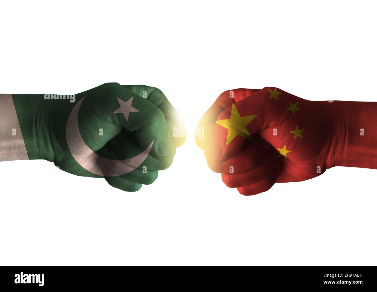 pakistan vs china. Fists with flags. Battle of two countries on white ...