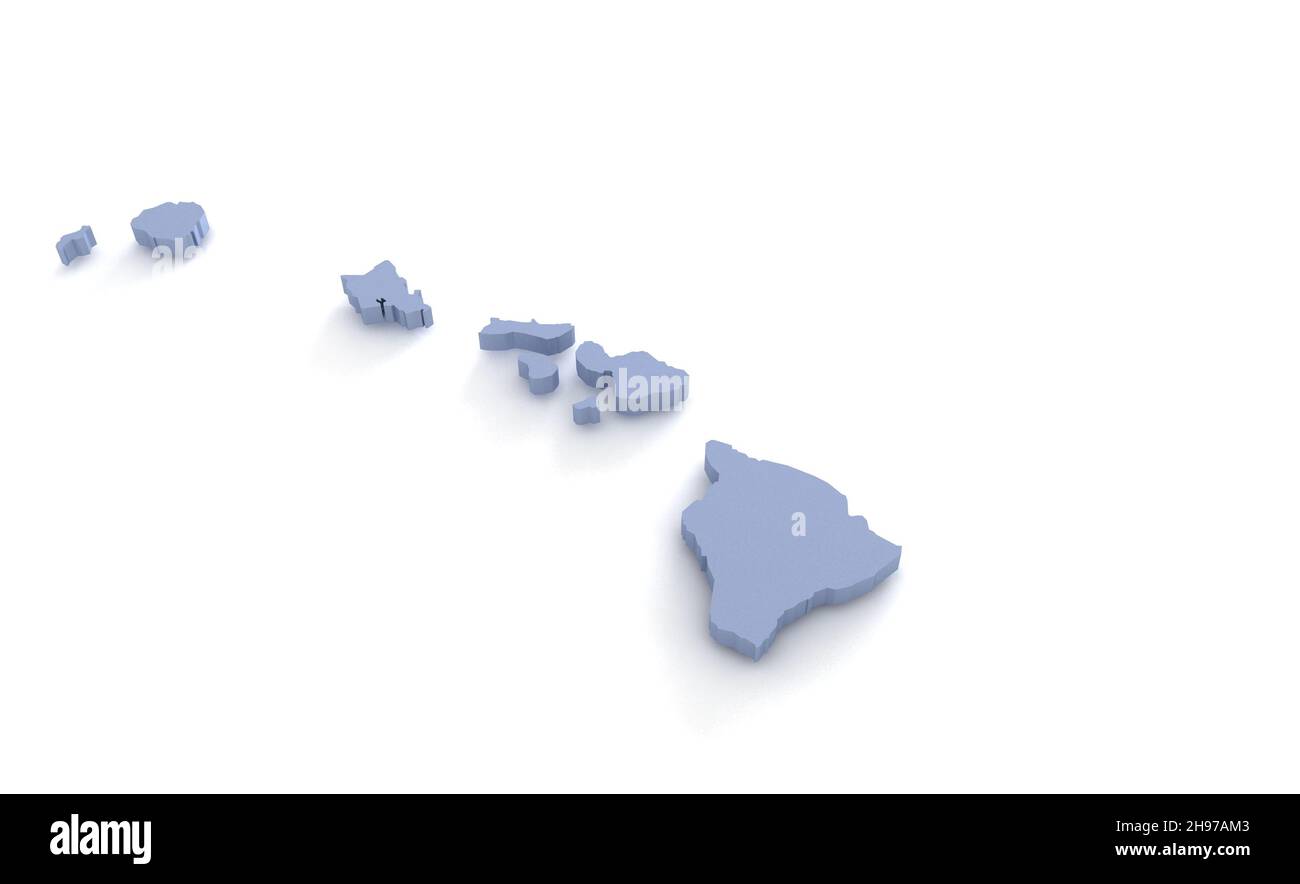 Hawaii State Map 3d. State 3D rendering set in the United States Stock ...