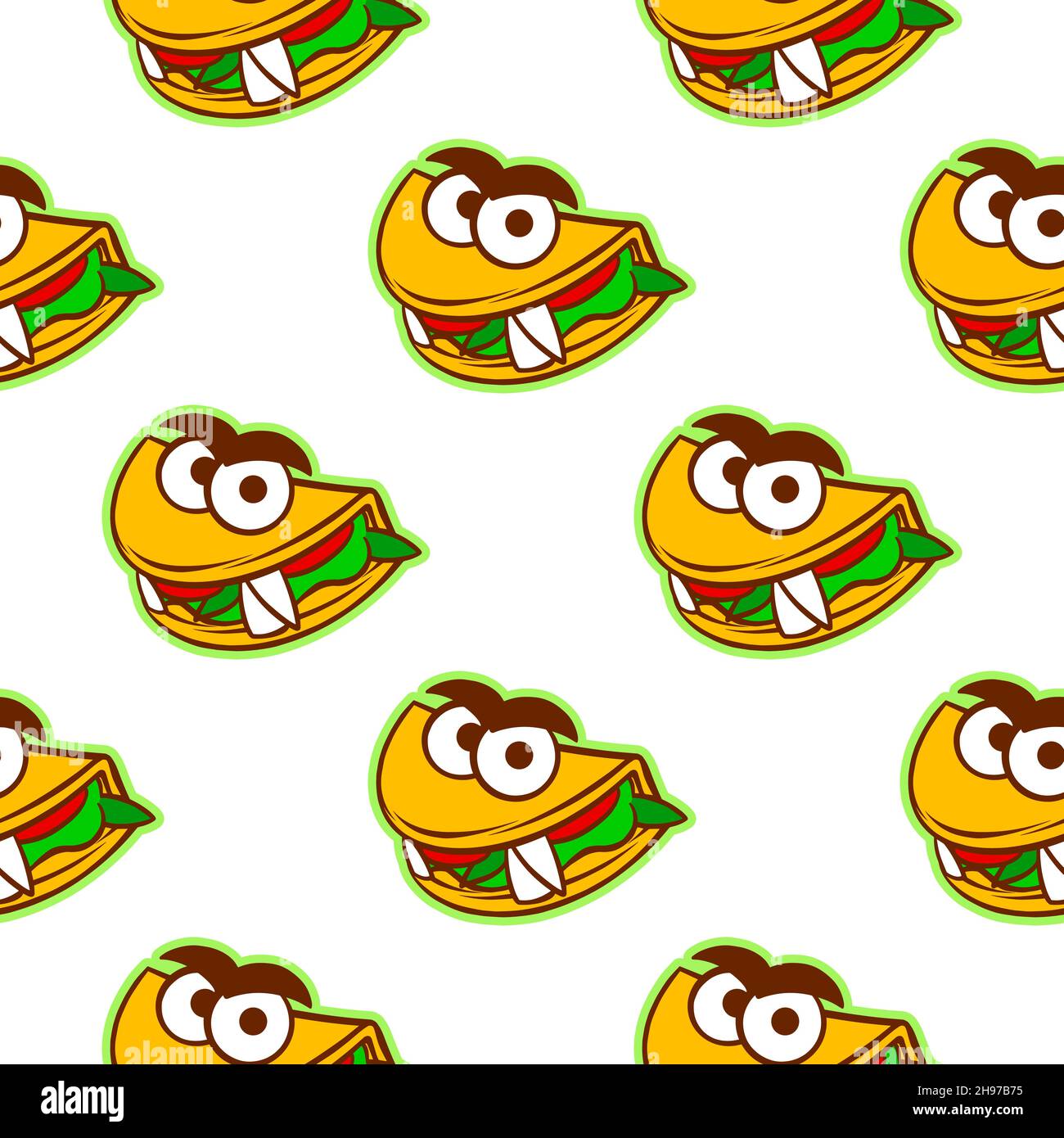 Pattern from cartoon tacos on a white background. For printing and ...