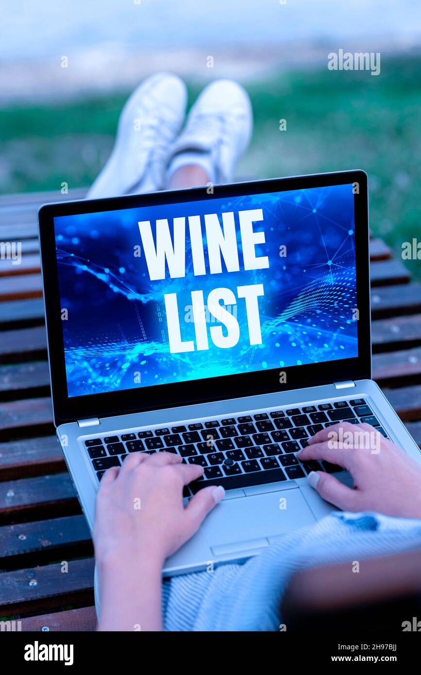 Conceptual caption Wine List. Business showcase menu of wine selections ... Conceptual caption Wine List. Business showcase menu of wine selections ...
