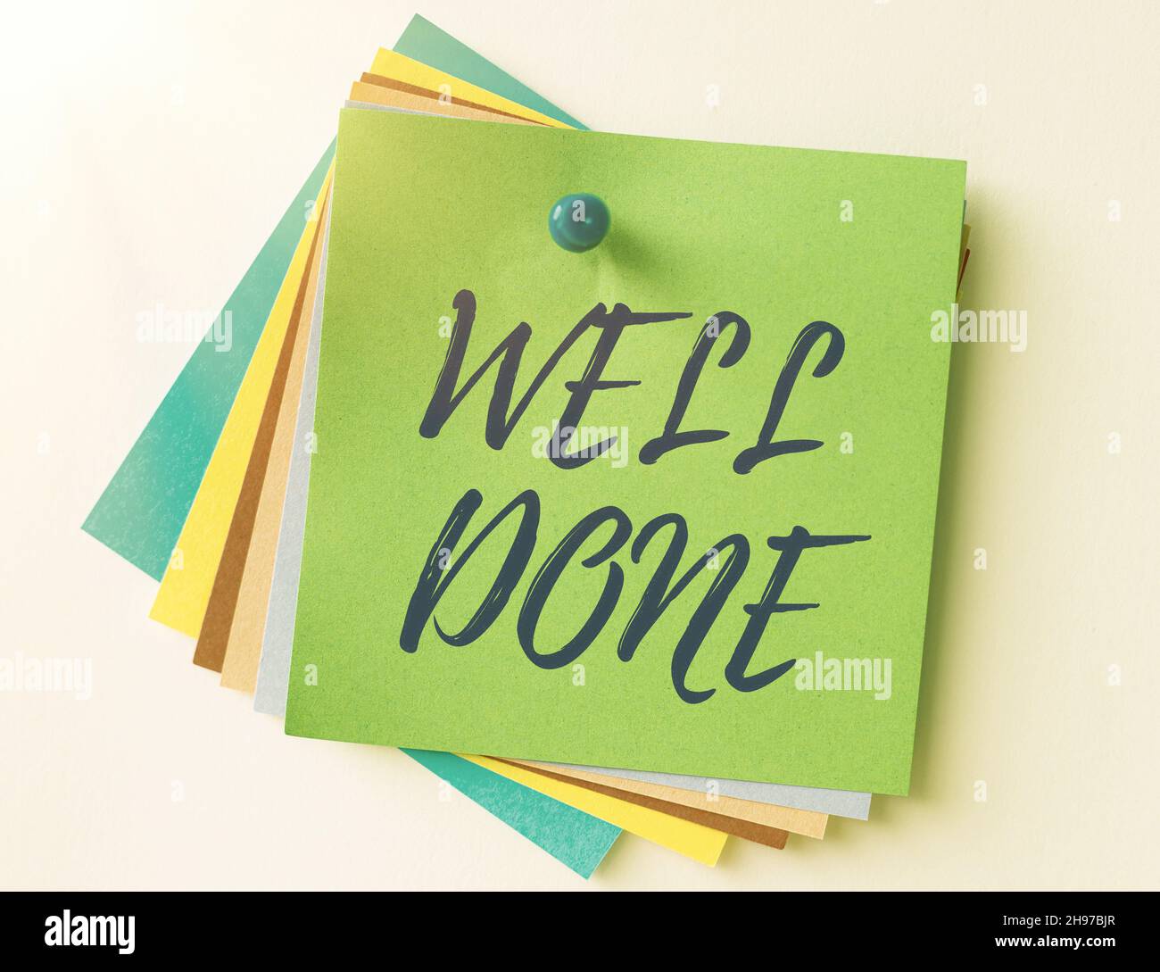 Text sign showing Well Done. Conceptual photo telling person that he ...