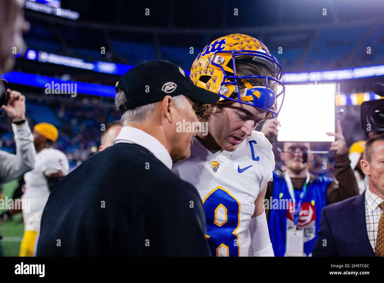 Charlotte, NC, USA. 4th Dec, 2021. Wake Forest Demon Deacons head coach ...