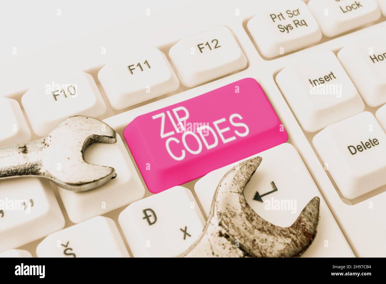 Text caption presenting Zip Codes. Business approach numbers added to a ...