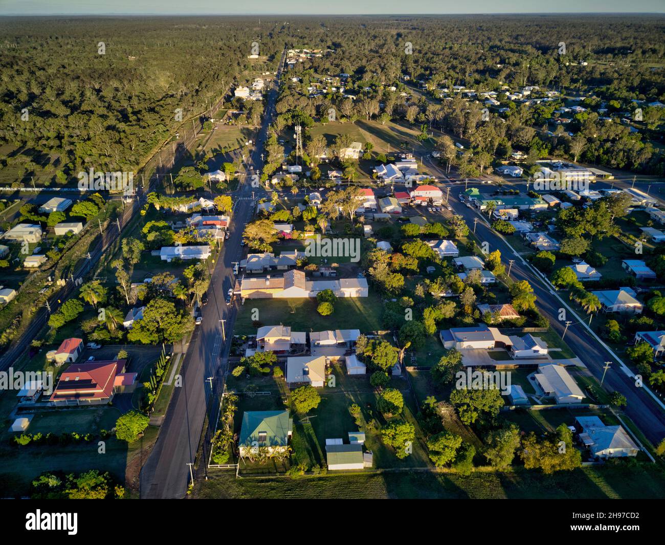 Aerial of Steley Street Howard a rural town and locality in the Fraser ...