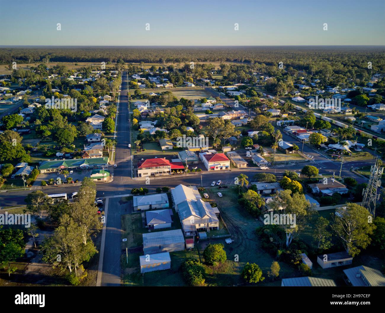 Aerial of the Grand Hotel (1888) on William Street Howard a rural town ...