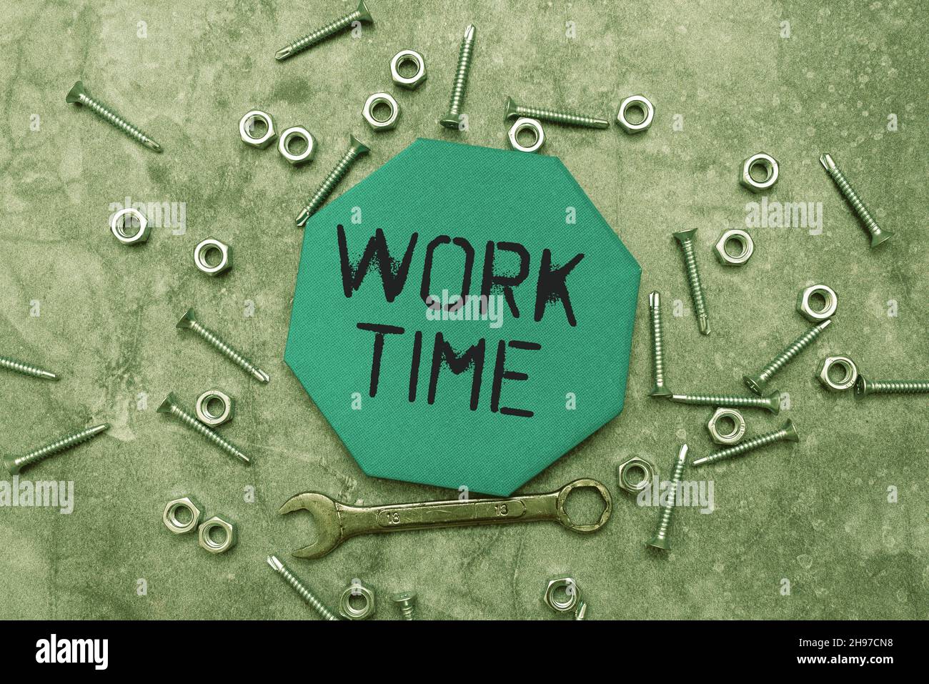 Sign displaying Work Time. Conceptual photo period starts when ...