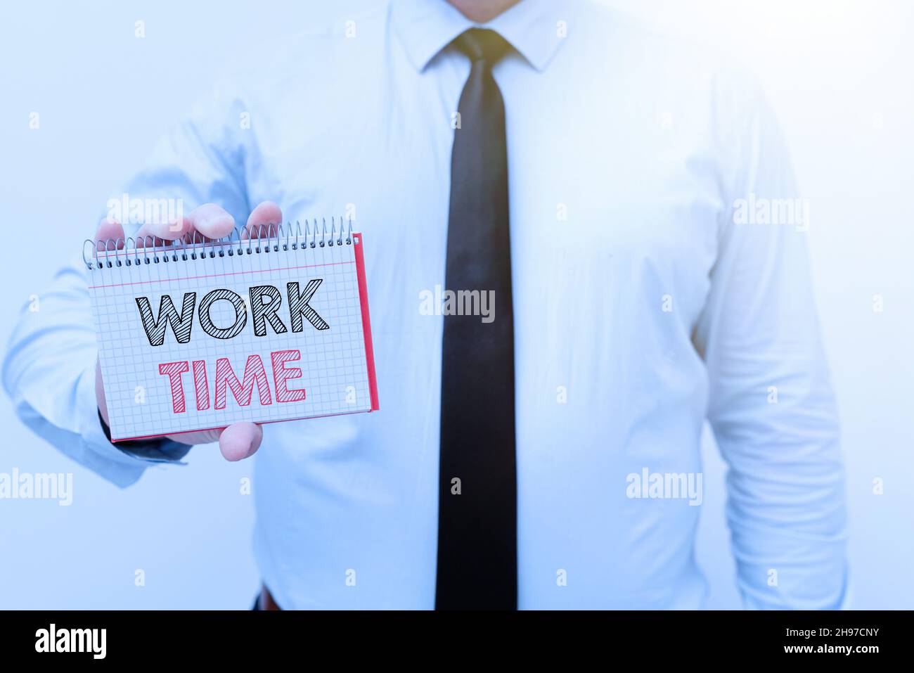 Writing displaying text Work Time. Word Written on period starts when ...