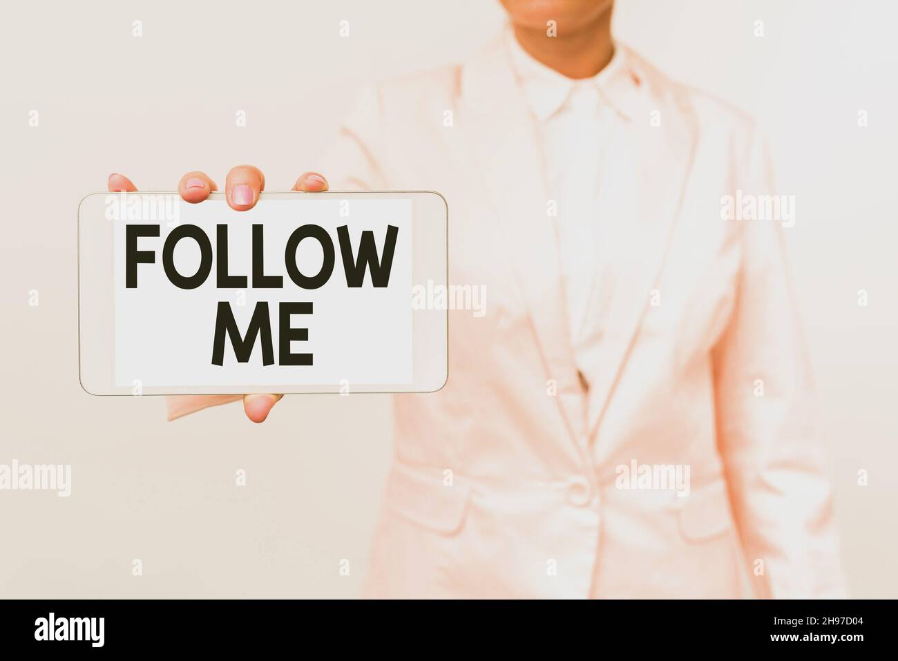 Conceptual caption Follow Me. Internet Concept Inviting a person or ...