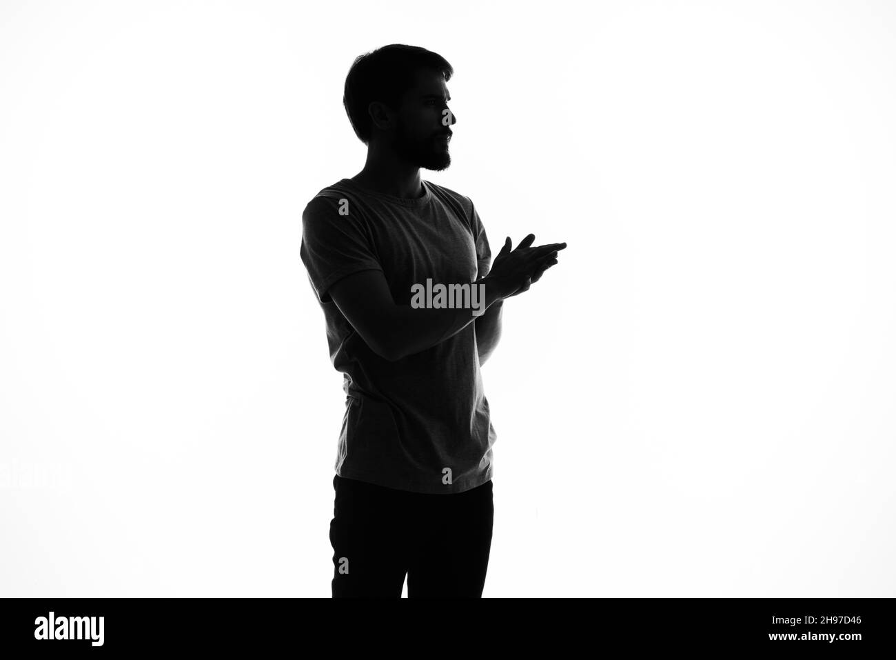 Man in shadow back view lifestyle Black and White Stock Photos & Images ...