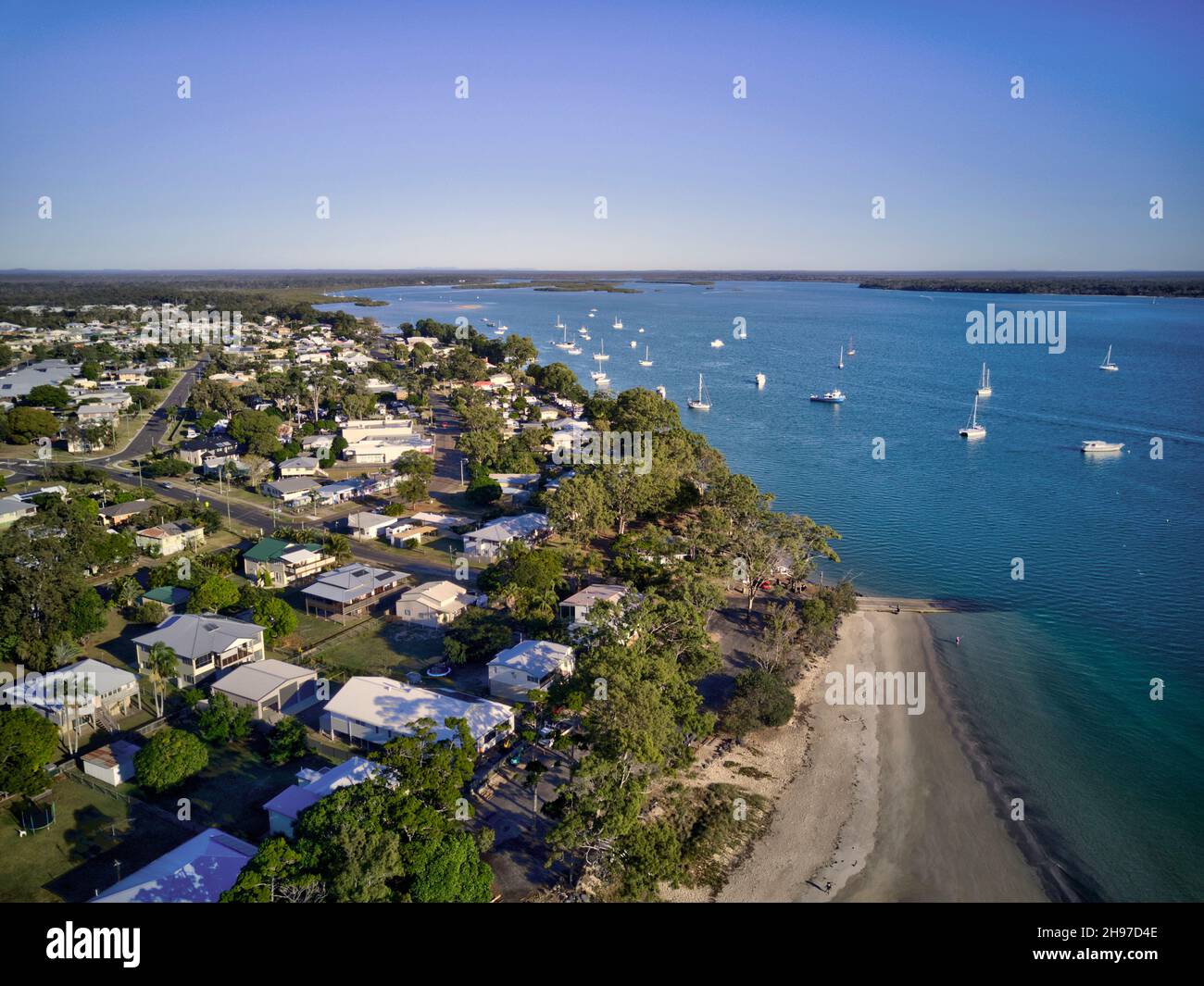 Aerial of Burrum Heads a coastal town and locality in the Fraser Coast ...
