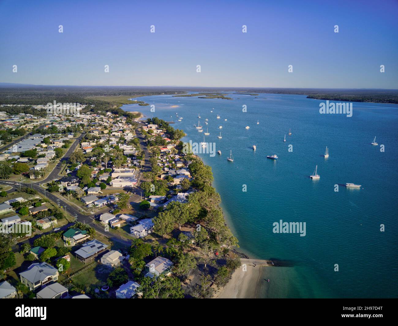 Aerial of Burrum Heads a coastal town and locality in the Fraser Coast ...