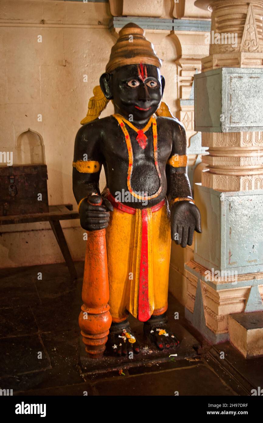 Statue of a Dwarpal(Guard) in stone in Sri Ram Temple of Phaltan Stock ...