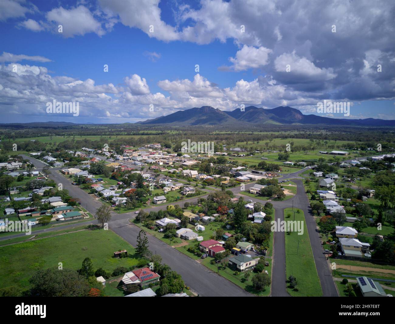 Aerial of Biggenden with Mount Walsh in the background Queensland ...