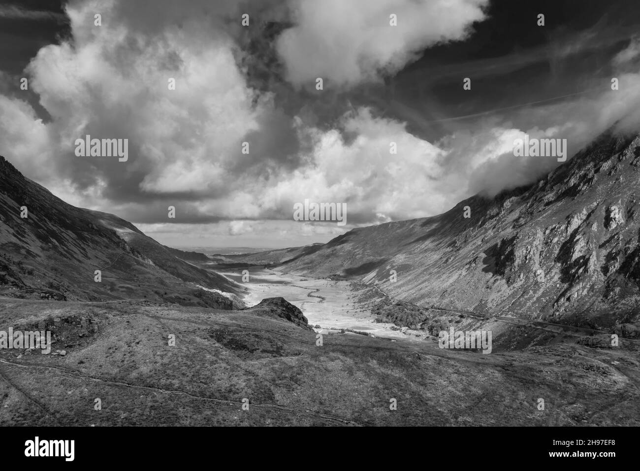 Black and white Aerial view of flying drone Stunning epic landscape ...